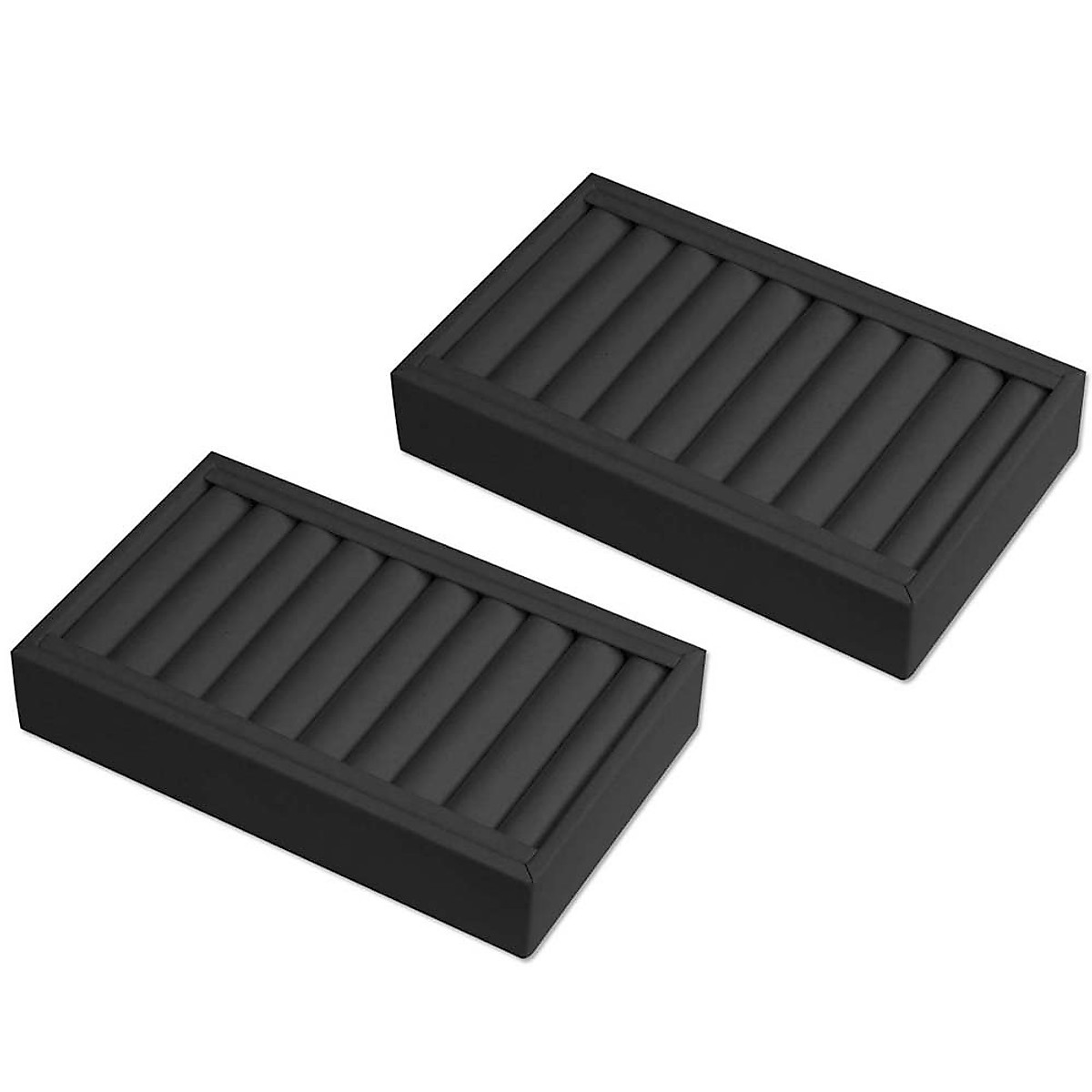 Bangle Bracelet and Ring Jewelry Display Tray 9 Slots Black (Pack of 2)