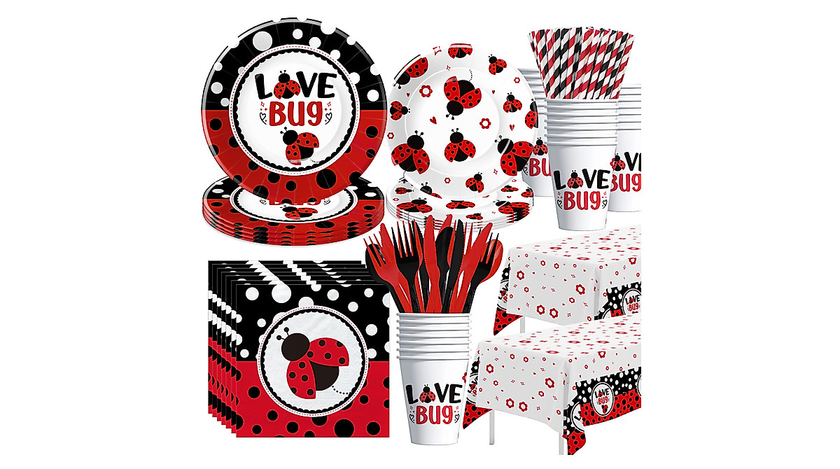 Ladybug Birthday Party Supplies Set - Plates, Cups & Decor for Kids