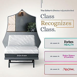 Sven & Son Bliss Adjustable Bed Base (Frame) + 14 inch Hybrid Spring Matt (Medium Soft), Head and Foot Lift, Lumbar, Pillow-Tilt, Massage, Under-Bed Lights, USB, Memory, Zero Gravity - Queen