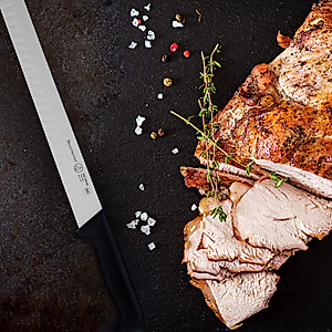 Messermeister Pro Series 12” Round-Tip Kullenschliff Slicer Knife - German X50 Stainless Steel & NSF-Approved PolyFibre Handle - 15-Degree Edge, Rust Resistant & Easy to Maintain - Made in Portugal