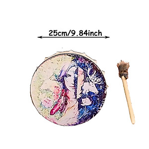 9.84 inch Vegan Sound Healing Drum Shaman Drum Tambourine Deep Bass Divine Sound Spiritual Music Sound Healing Adult Drum Reflection and Meditation (Hind Synergy Drum)