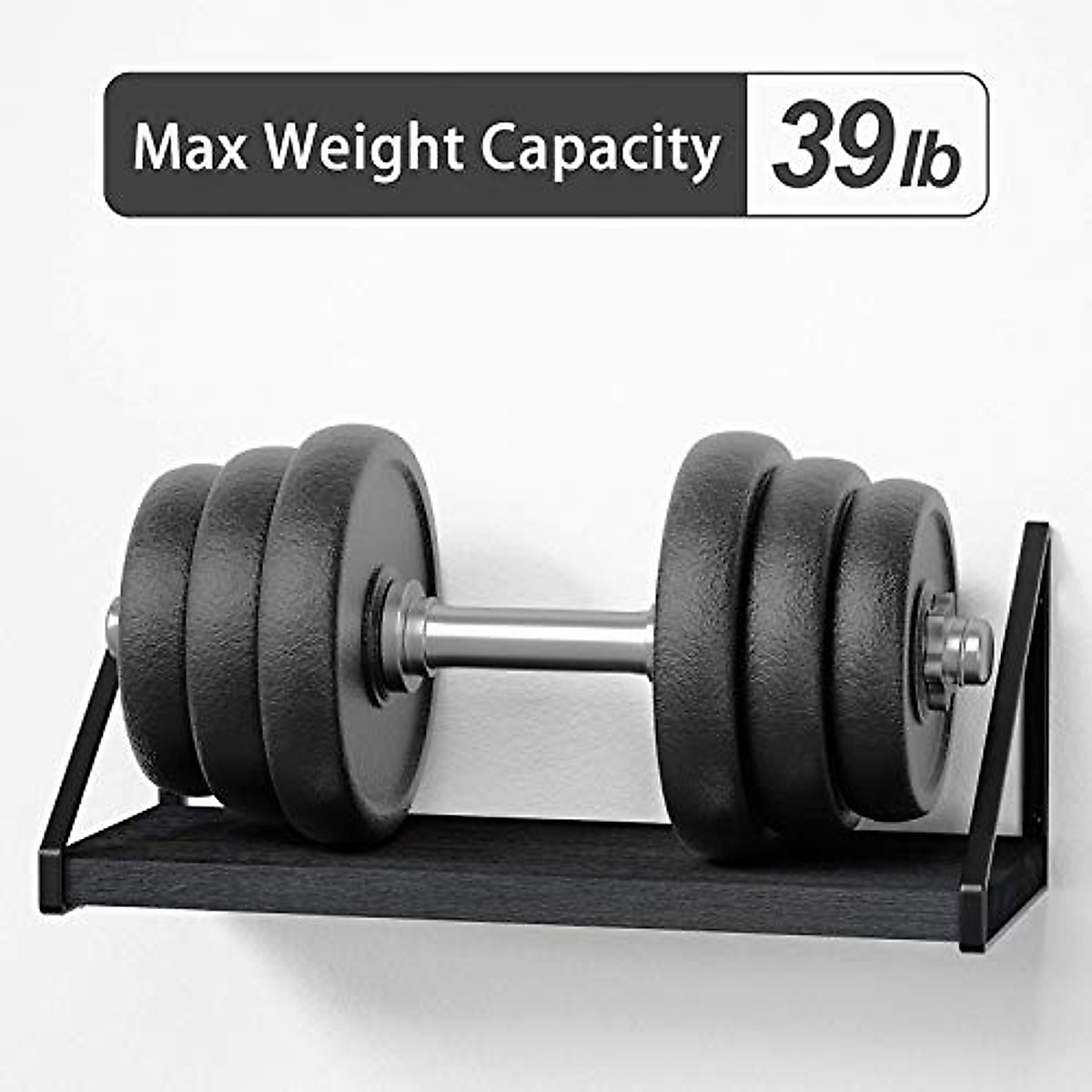 Love-KANKEI Floating Shelves,Rustic Shelves Wall Mounted Set of 3, Wall Storage Shelves for Living Room, Bedroom, Kitchen Black