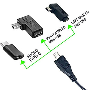 15ft Micro USB & Mini USB Dash Cam &Type-C Hardwire Kit w. Mini(ACS)/LP Mini(ACN)/ATO(ATC or ACU)/Micro2(ACZ) Fuse, Micro to Mini/USB-C Port Adapters & 11.9V Real Battery Drain Protection