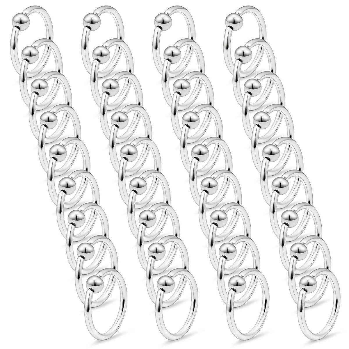 Ftovosyo 14G 36PCS Captive Bead Ring Stainless Steel Nose Nostril Septum Tragus Belly Helix Lip Eyebrow Earring Hoop Rings for Women 10mm