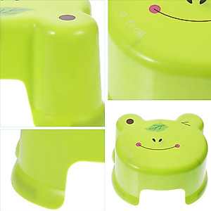 Toddmomy Plastic Stool Anti- Skid Step Stool Kids Bathroom Stool Plastic Foot Stool Cartoon Step Stool for Living Room, Bathroom Non Slip Chairs?Green?