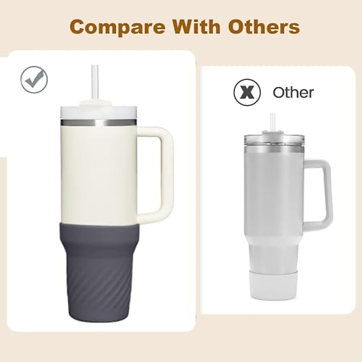 Silicone Boot for Stanley Cup 40 oz Quencher,Cup Bottom Protector Sleeve,Water Cup Accessories for Stanley Quencher H2.0 FlowState Tumbler 40oz/Stanley Adventure Quencher Tumbler (40OZ, Gray)