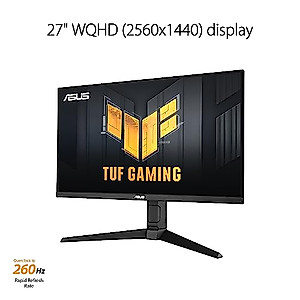 ASUS TUF Gaming 27” 1440P Gaming Monitor (VG27AQML1A) - QHD (2560 x 1440), 260Hz, 1ms, Fast IPS, Extreme Low Motion Blur Sync, G-SYNC Compatible, Freesync Premium, Variable Overdrive, DisplayHDR™ 400