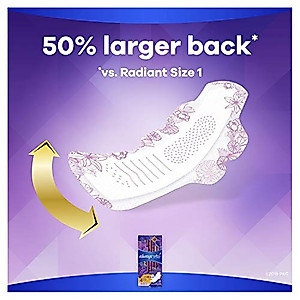 ALWAYS Radiant, Size 4, Overnight Sanitary Pads With Wings, Scented, 20 Count