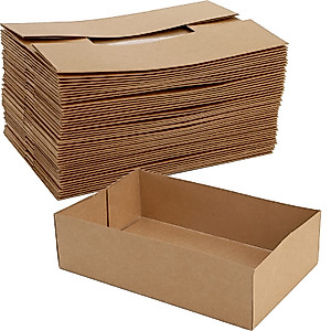 DEAYOU 50 Pack Paper Trays, Kraft Food Containers, Paperboard Food Box Tray for Party, Brown Fast Food Holders for Stadium, Theater, Nacho