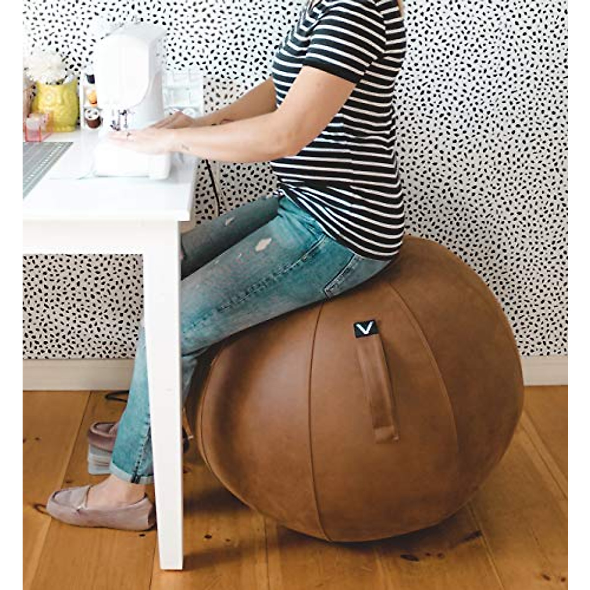 Vivora Luno Exercise Ball Chair, Lacewood Cover, Leatherette, Standard Size (22 to 24 inches), for Home Offices, Balance Training, Yoga Ball