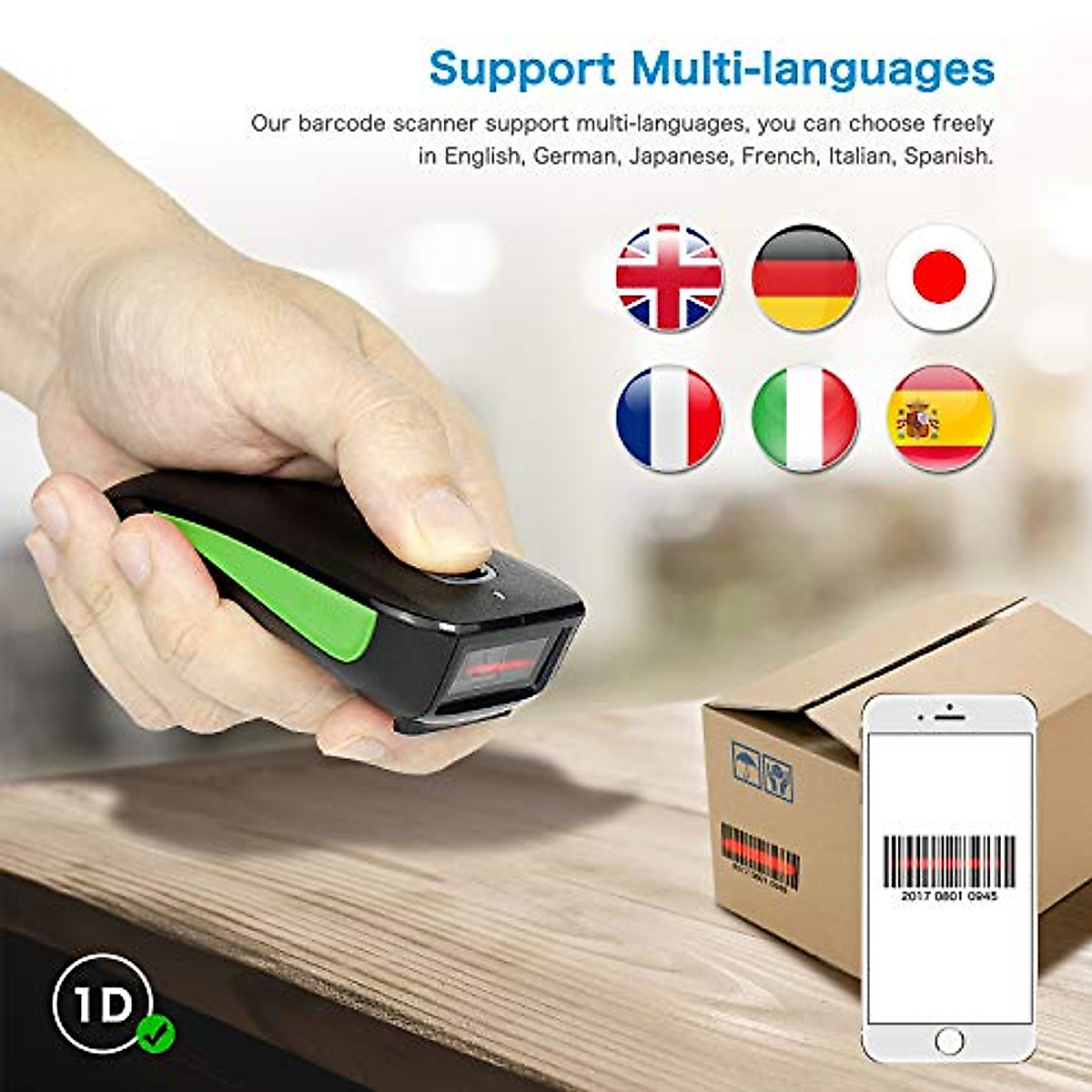 NETUM Bluetooth Mini 1D Barcode Scanner, 3-in-1 Portable Automatic USB Wireless CCD Bar Code Scanning Support Screen Scan, for Tablet iPhone IPad Android Windows Mac Pos - C740