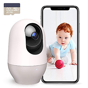 nooie Pet Camera with SD Card, Indoor 360 Security Cameras WiFi, Dog Cam with Phone App, AI Motion Tracking and Sound Detection, 1080P Night Vision Two-Way Audio for Pets Dog Cat Monitoring