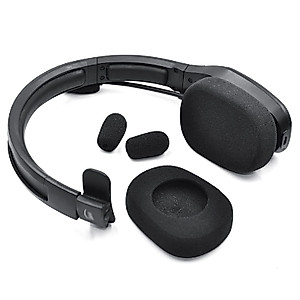 VEKEFF Replacement Cushion Ear Pads Kit for BlueParrott B450-XT Bluetooth Headset (Black, Foam Ear Cushions + Microphone Foam)