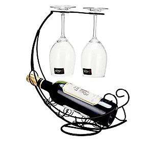 Hongiuia Wine Glass Holder - Tabletop Metal Wine Bottle Holder Vertical Wine Glass Display Holder, Dining Table Offers Wine Glasses as Gift Decoration, Corsair - Black