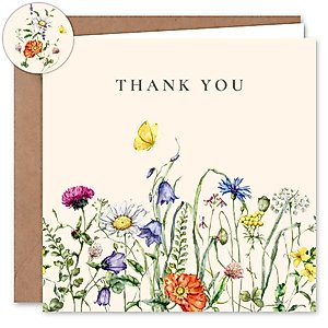 CCAMSSELY Thank You Cards with Envelopes - 50 Pack Floral Blank Thank You Cards Bulk for Wedding Baby Shower Bridal Birthday Graduation