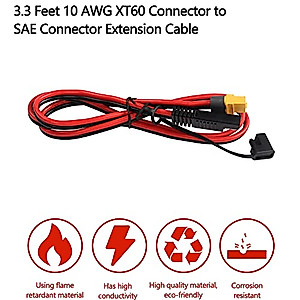 MEIRIYFA SAE to XT60 Connector Adapter Extension Cable SAE to XT-60 Female Cable Wire 12AWG for Solar Generator Power Station Lipo Battery Pack (3.3FT)