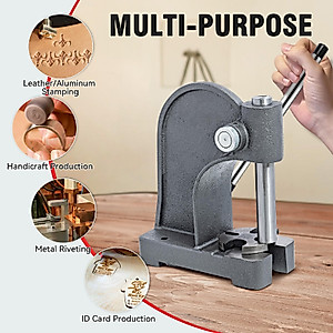 CXRCY Arbor Press 1 Ton Round Ram, Cast Iron Heavy duty Upgraded Manual Arbor Press 1 Ton, 5.5" Maximum Height, Desktop Arbor Press, Metal Punch Press Machine for Stamping Bending Forming Stretching
