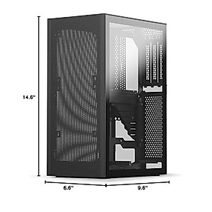 SSUPD Meshlicious Mini-ITX Small Form Factor (SFF) Case - One Tempered Glass Side Panel & One Mesh Side Panel with PCIe 3.0 Riser Cable -Tool-Free and Easy Accessibility (Black)