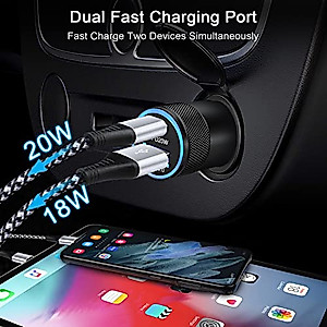 Super Fast Charger Kit,20W PD USB Phone Charger Block 38W USB Fast Car Charger for Samsung Galaxy S23,A03s,A53,A13,A14,S22 Ultra,S21FE;Google Pixel 6a,6/7 Pro,7,5;iPad Pro,with 2 Pack 6FT C-to-C Cable