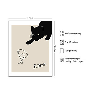 Pablo Picasso Wall Art - Black cat Home Decor - Cat Wall Art - Picasso Poster - Cat Wall Decor - Pablo Picasso Poster - Pablo Picasso print - Pablo Picasso Art - Cute Cat Lover Gift for Women - Bird