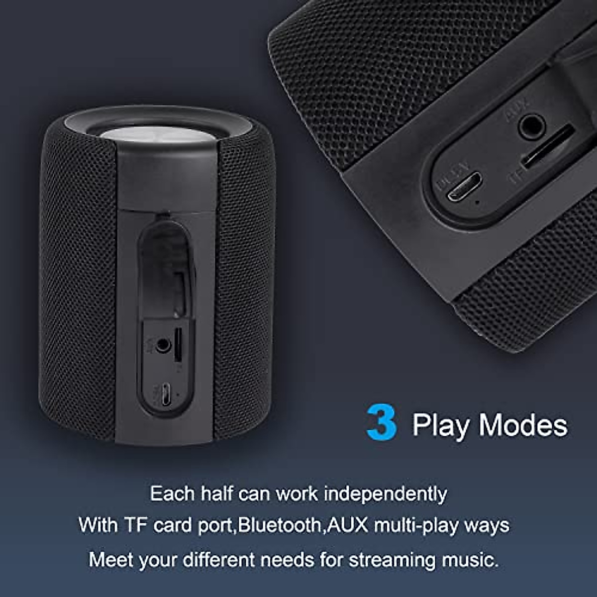 Zlinke 2 in 1 Portable Split Bluetooth Speaker,IPX7 Waterproof Wireless Speaker with 10W Loud Stereo Sound,Deep Bass Subwoofer,Bluetooth 5.0, 10H Playtime,66ft Bluetooth Range,TWS Pairing for Home