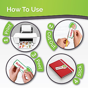 Premium Printable Vinyl Sticker Paper for Inkjet & Laser Printer - 34 Sheets Self-Adhesive Sheets Matte White Waterproof, Dries Quickly Vivid Colors, Holds Ink well- Tear Resistant