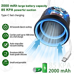 Aliggbent Electric Mason Jar Vacuum Sealer Kit, Automatic Vacuum Sealer Machine for Jars with 60Pcs Lids, Cordless Food Saver Canning Jar Vacuum Sealer for Wide & Regular Mouth Mason Jars Food Storage