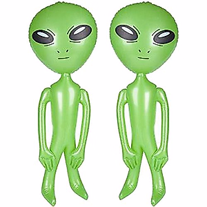 ArtCreativity Green Alien Inflates, Set of 2, Outer Space Decorations, 34 Inch Alien Inflatable Toys, Galactic Birthday Party Favors, Swimming Pool Toys for Kids, Alien Decorations for Kids’ Rooms