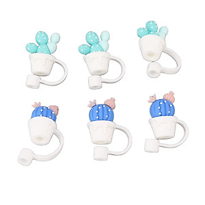 Reusable Silicone Straw Toppers, Gift Cartoon Decorative Straw Cover Odorless for Parties (Type A)