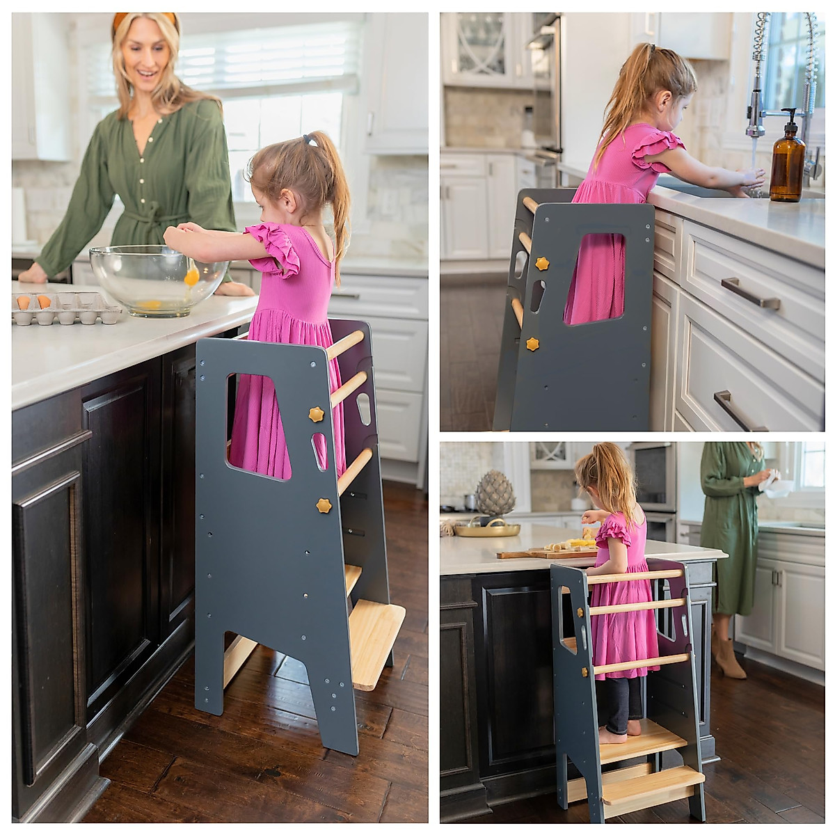 Gosling creative Toddler Standing Tower | Safe Montessori Step Stool for Toddlers, Perfect Tower for Learning New Skills | Ideal Helper for Little Kids in The Kitchen | White