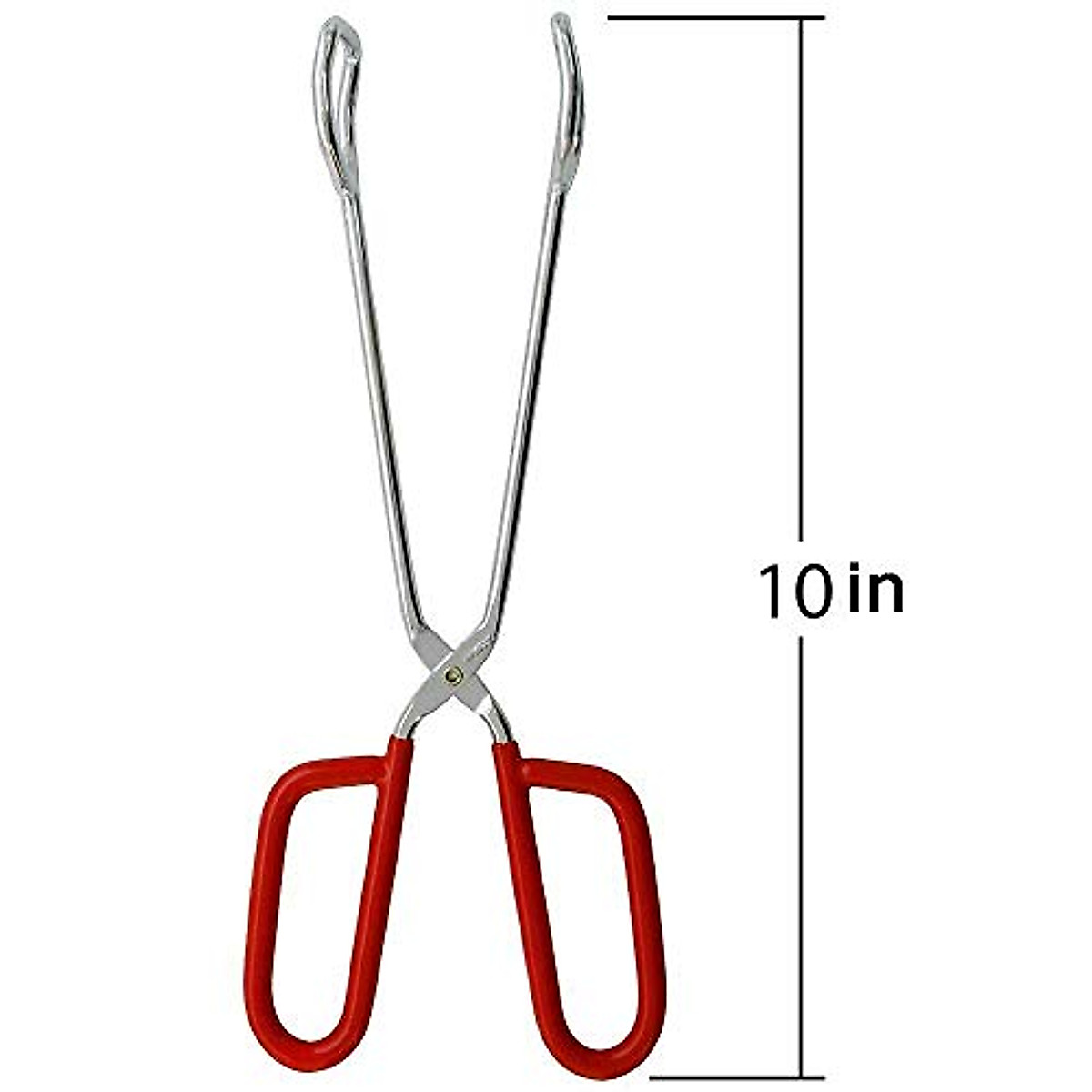 Stainless Steel Kitchen Tongs Hiash Heavy Duty Cooking Tongs Good Grips 10-Inch Scissors Tongs with Comfortable Red Handle for Cooking Barbecue