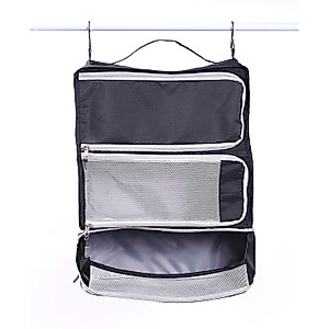 CHISROSLIN Hanging Garment Organizers Portable Luggage Suitcase Closet Shelving Organizer w/hooks Hanging Packing Cubes for Travel, Black