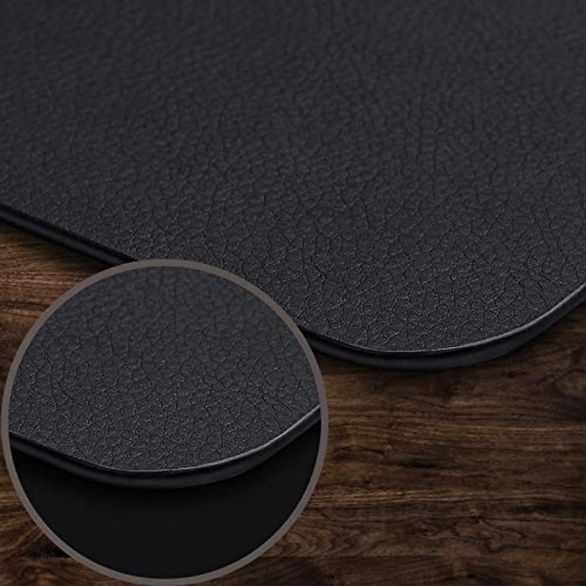 Solucky Leather Mat Desk Pad & Blotter Protector, Flat, Non Slip, 17 x 12 Inches, Black, Ideal for Office and Home
