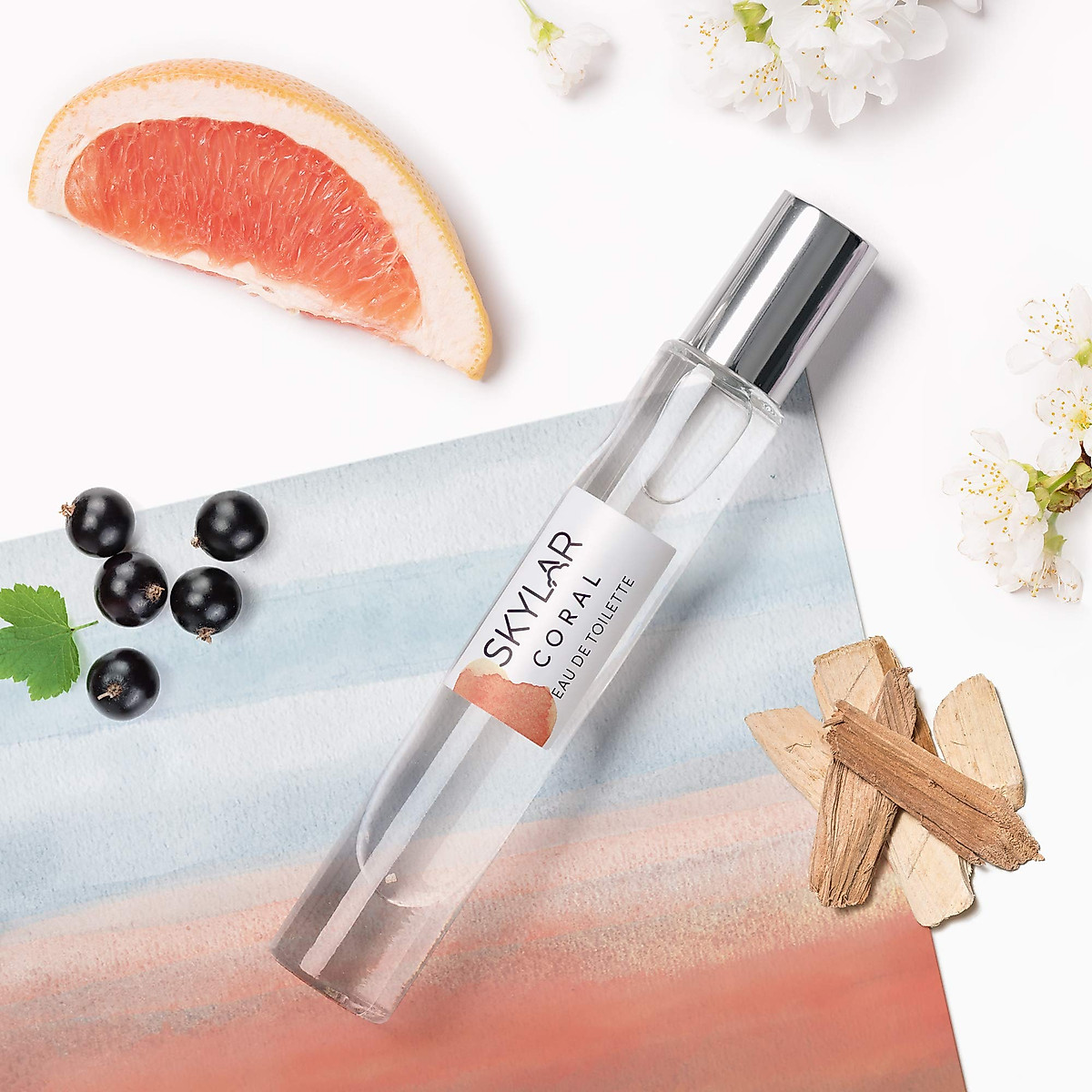 Coral Perfume By Skylar - Travel-Sized Rollerball Paraben-Free, Phthalate-Free, Vegan, and Cruelty-Free Fragrance - Fruity, Floral, Flirty - Currant, Patchouli, and Sandalwood (10mL / 0.33 fl oz)