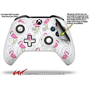 WraptorSkinz Decal Vinyl Skin Wrap compatible with XBOX One S/X Controller - Flamingos on White (CONTROLLER NOT INCLUDED)
