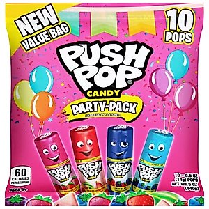 Push Pop Individually Wrapped Lollipop Variety Party Pack - 10 Count Lollipop Suckers in Assorted Flavors - Fun Candy for Parties and Celebrations