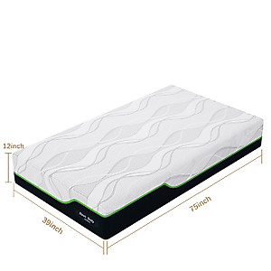 Rest Only Twin Mattress for Pressure Relief, 12 Inches Cooling Gel Memory Foam Hybrid Mattress, Twin Bed Mattress with Individual Pocket Spring for Motion Isolation, Medium Firm