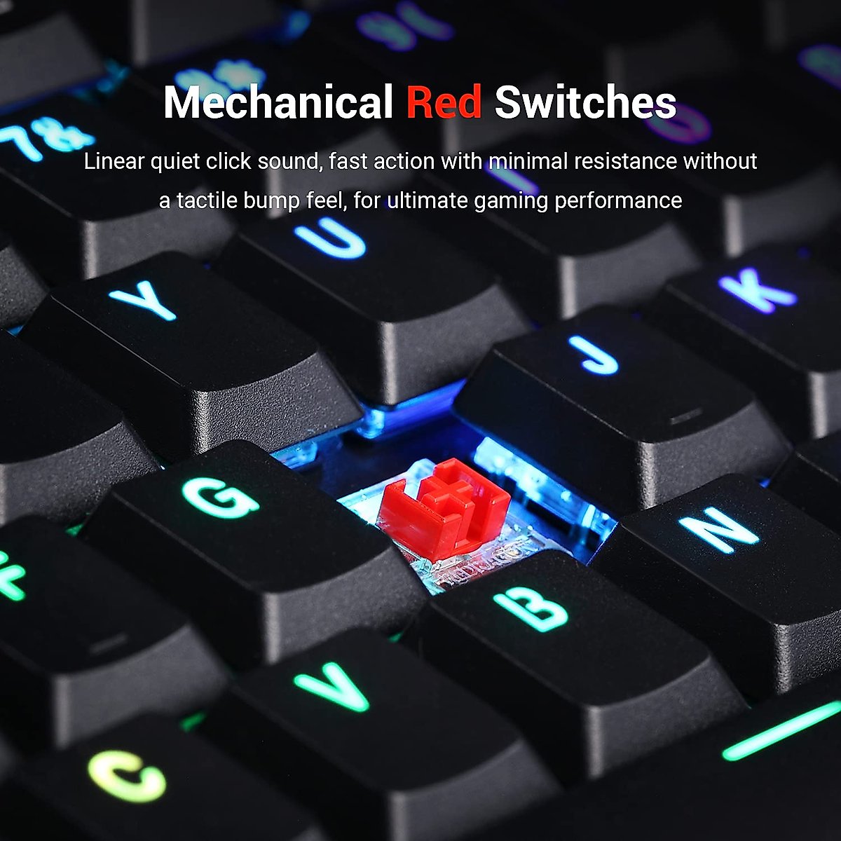 Redragon Mechanical Gaming Keyboard RGB LED Backlit Low Profile Wired Macro 96 Keys Red Switches, for Windows Gaming PC, Black