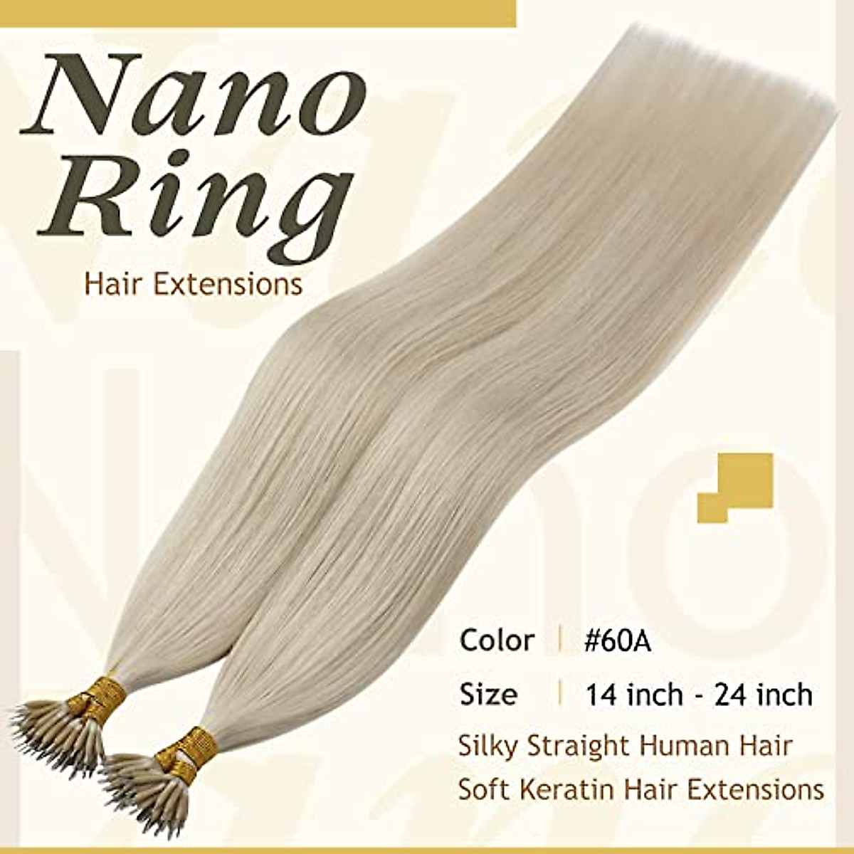 Sunny Hair Blonde Nano Extensions Human Hair 20inch for Women Nano Bead Hair Extensions Human Hair Platinum Blonde Nano Hair Extensions Human Hair Blonde Nano Hair Extensions Back to School 50g