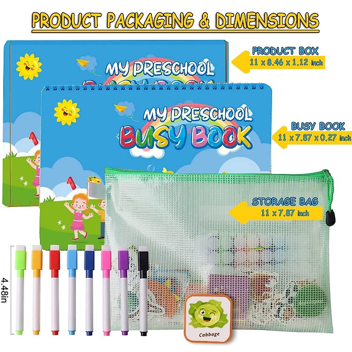 Busy Book for Toddlers, Montessori Toys for Toddlers, Preschool Educational Activities, 32 Theme Busy Book, Autism Sensory Educational Toys, Early Learning Toys, for Boys and Girls