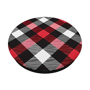 Red Black & White Buffalo Plaid Pattern Decorative Christmas PopSockets PopGrip: Swappable Grip for Phones & Tablets
