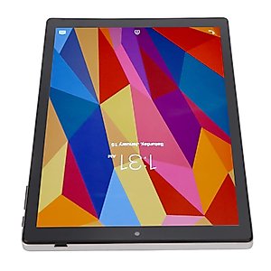Airshi 10.1 Inch Tablet, Silver Tablet Dual Cameras Speakers 6GB RAM 128GB ROM for Office (US Plug)