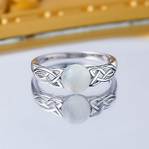 Gemsme 18K White Gold Filled 925 Sterling Silver 7.00mm Moonstone Victorian Style Solitaire Ring for Women (5)