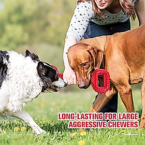 Feeko Dog Toys for Aggressive Chewers Large Breed 15 inch Interactive Dog Toy Large Long Lasting Dog Toys with Convex Design Natural Rubber Tug-of-war Toy for Medium Large Dogs Tooth Clean(Red)