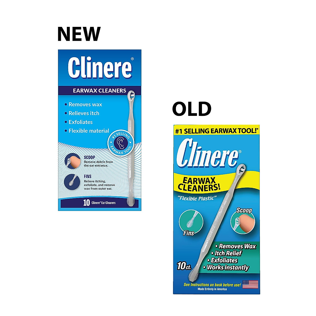 Clinere® Ear Cleaners, 10 Count Earwax Remover Tool Safely and Gently Cleaning Ear Canal at Home, Ear Wax Cleaner Tool, Itch Relief, Ear Wax Buildup, Works Instantly, Exfolimates, Earwax Cleaners.