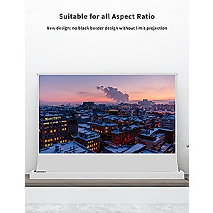 VIVIDSTORM- Projector Screen Portable Folding Stand Floor Rising Movie Screen Sound Transparent Perforated All White Screen Compatible with Ordinary Projector,VWSDSTPWA120H