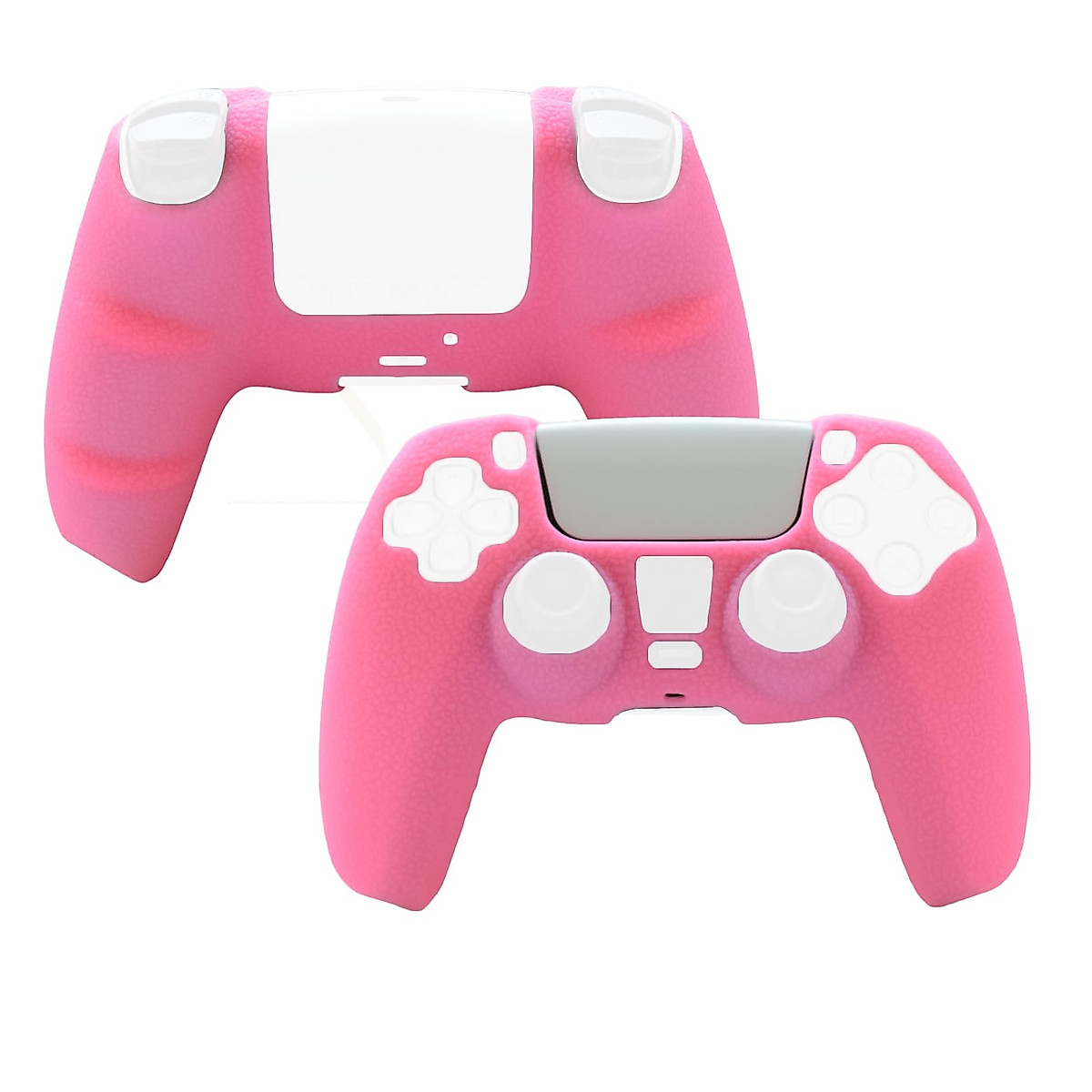 Cover for PS5 Controller Grips,Pandaren PS5 Controller Skin for Sony PlayStation 5 Sweat-Proof Anti-Slip Silicone Cover Hand Grip with 8pcs FPS Pro Thumbsticks Cap(Pink)