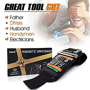Runleo Magnetic Wristband - Cool Gadgets Tool belt with 20 Strong Magnets to Hold Screws, Gifts for Dad from Daughter Son - Birthday Gift Christmas Stocking Stuffers for Men Women Him Husband Handyman