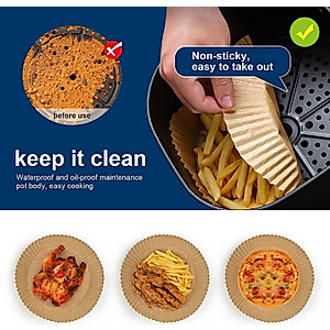 Air Fryer Disposable Paper Liner, 100Pcs Round Non-Stick Air Fryer Parchment Liner, Baking Paper Cooking Paper for Air Fryer, Microwave Oven, Frying Pan, Oil-proof, Water-proof (6.3 inch)