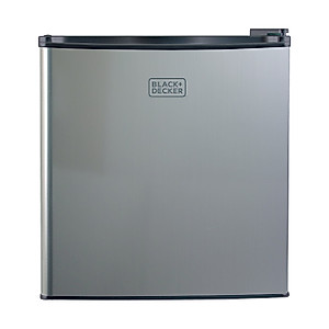 BLACK+DECKER BCRK17V Compact Refrigerator Energy Star Single Door Mini Fridge with Freezer, 1.7 Cubic Ft., VCM, Silver & EM720CB7 Digital Microwave Oven with Turntable Push-Button Door, Child Safety